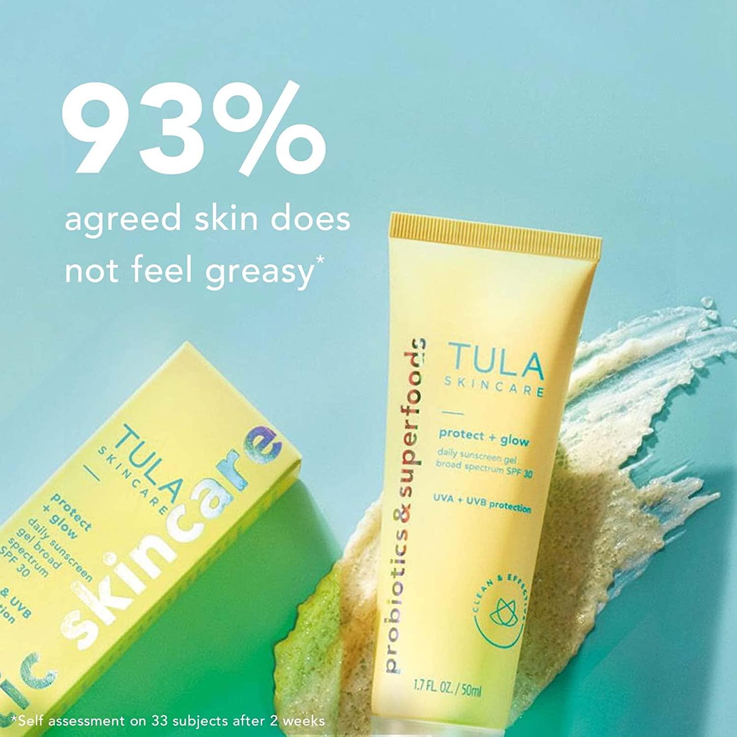 TULA Protect + Glow Sunscreen Gel SPF 30 | Non-Greasy, Reef-Safe ...