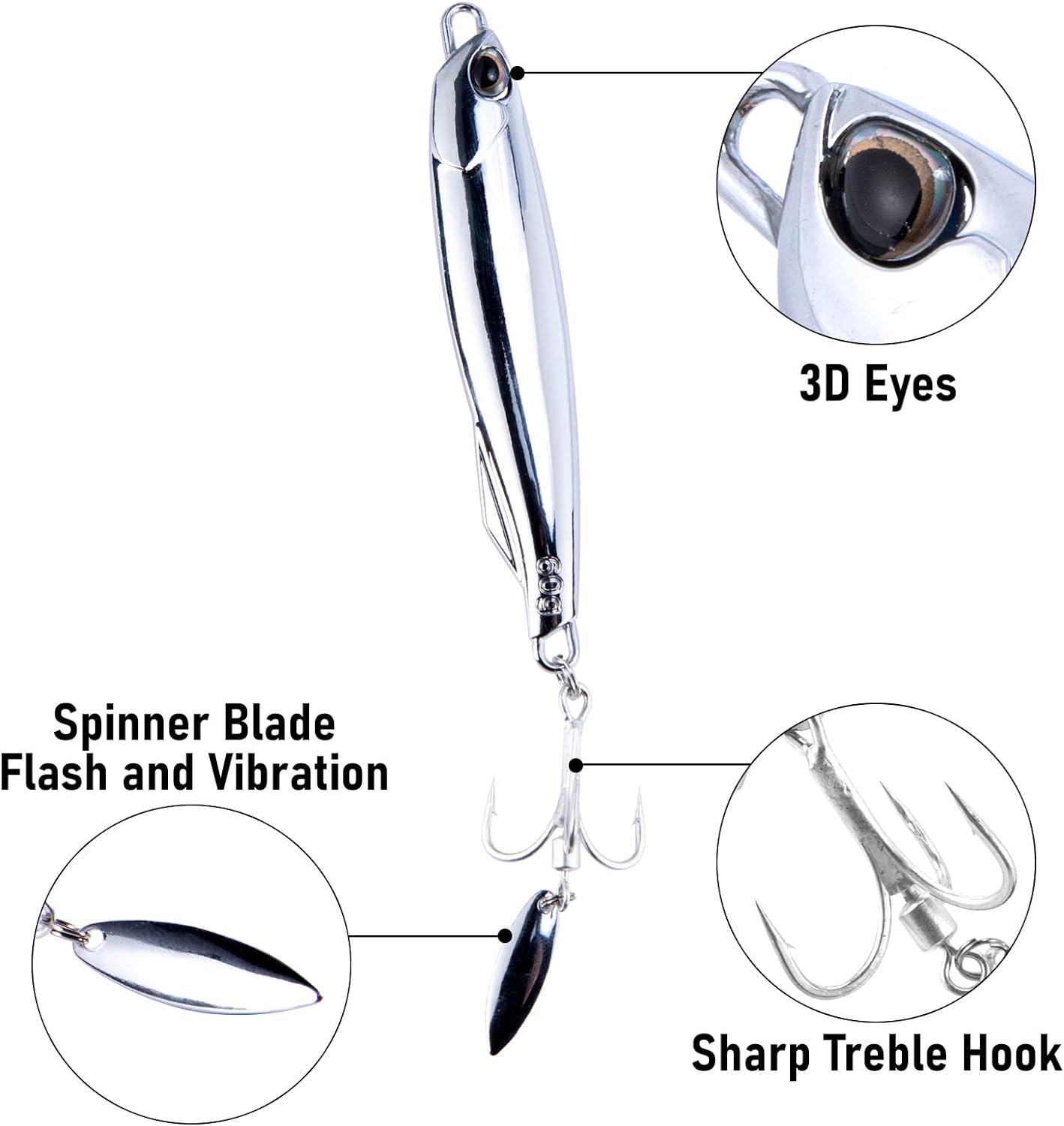 Dr.Fish 3 Pack Jigging Spoons Metal Casting Jigs Bladed Treble Hooks ...