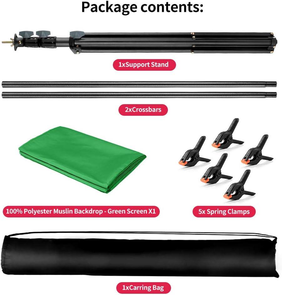 JEBUTU 5X6.5ft Green Screen Backdrop with Stand Kit | Portable T-Shape ...