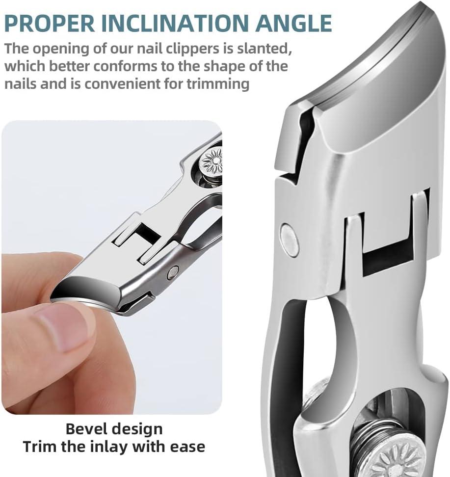 Ultra Wide Diagonal Jaw Nail Clippers & Nano Nail File Set for Thick ...