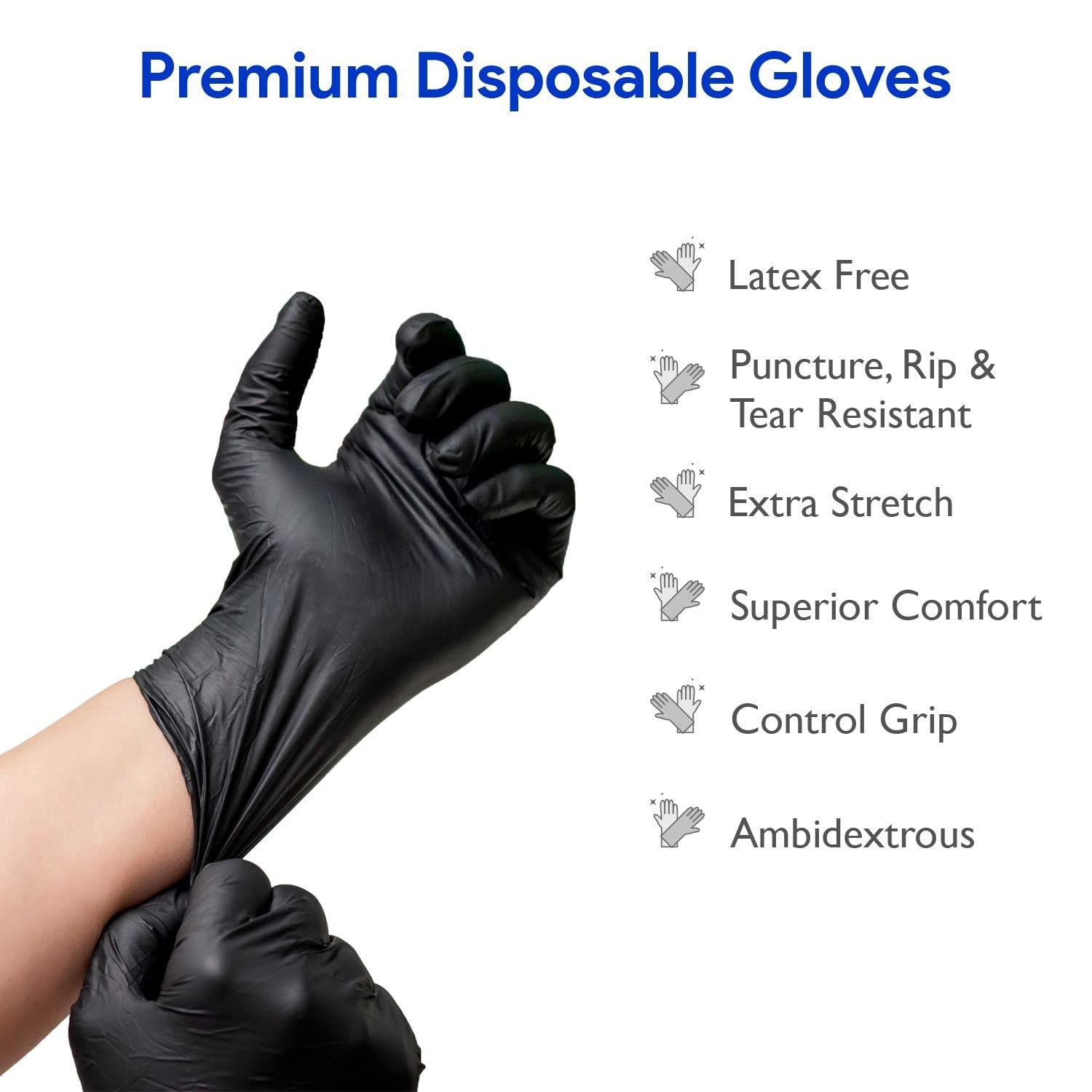 Disposable Black Nitrile Gloves Large 2 000 Count Case - Heavy Duty 4 ...