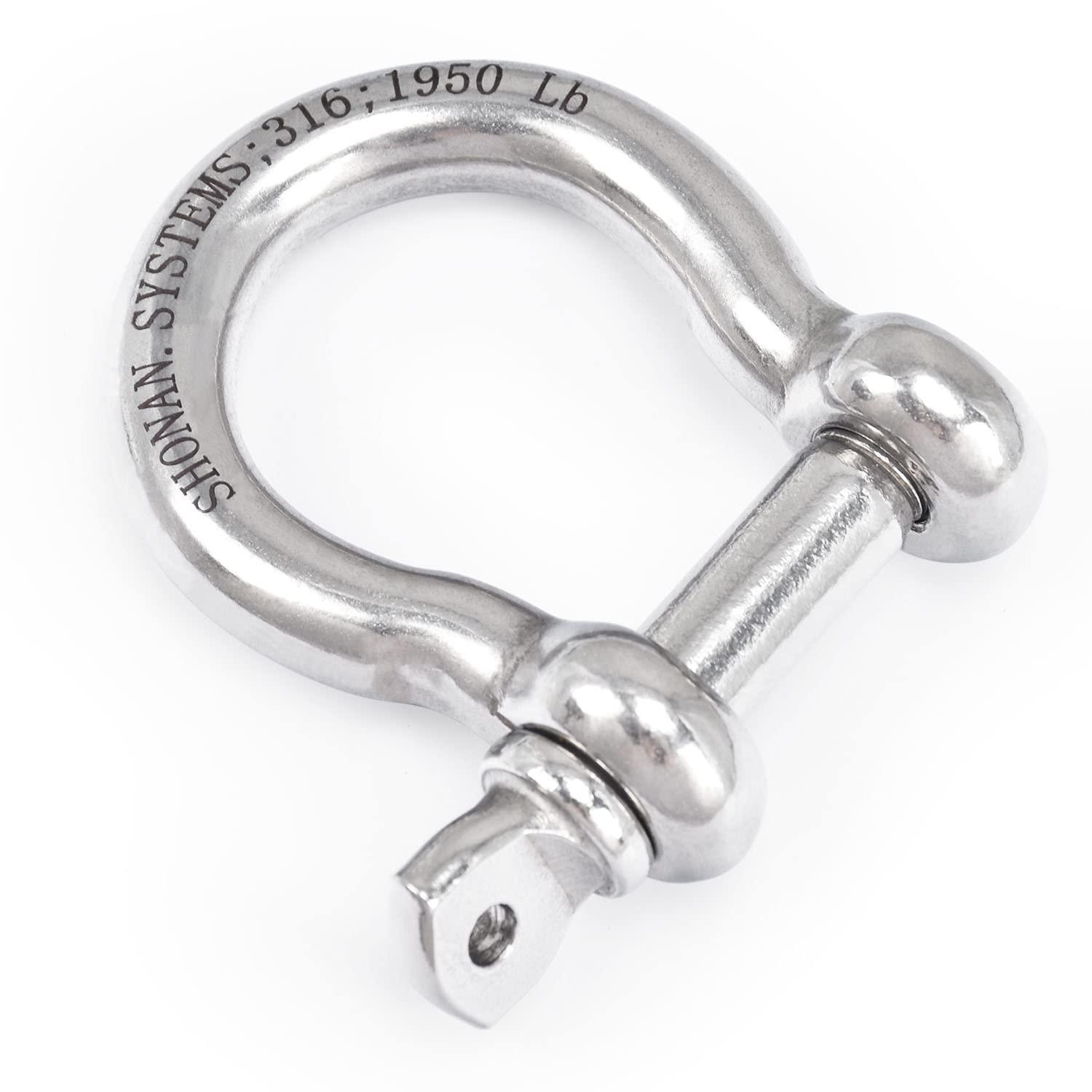 SHONAN 1/2 Large Bow Shackle - Heavy Duty D Ring Shackles - 1950 Lbs ...