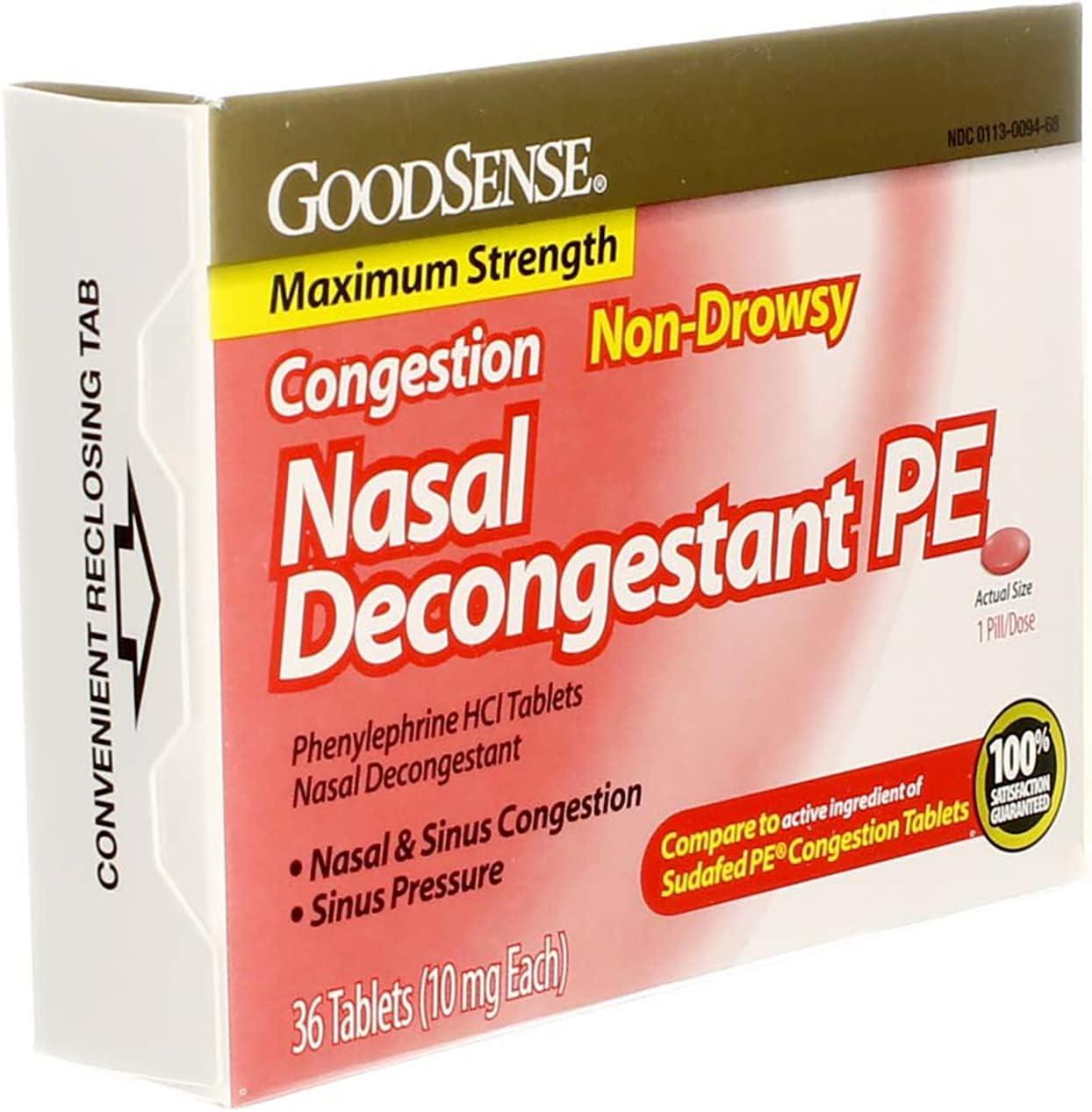 Good Sense Non-Drowsy Nasal Decongestant PE - 36 Tablets | Fast Relief ...