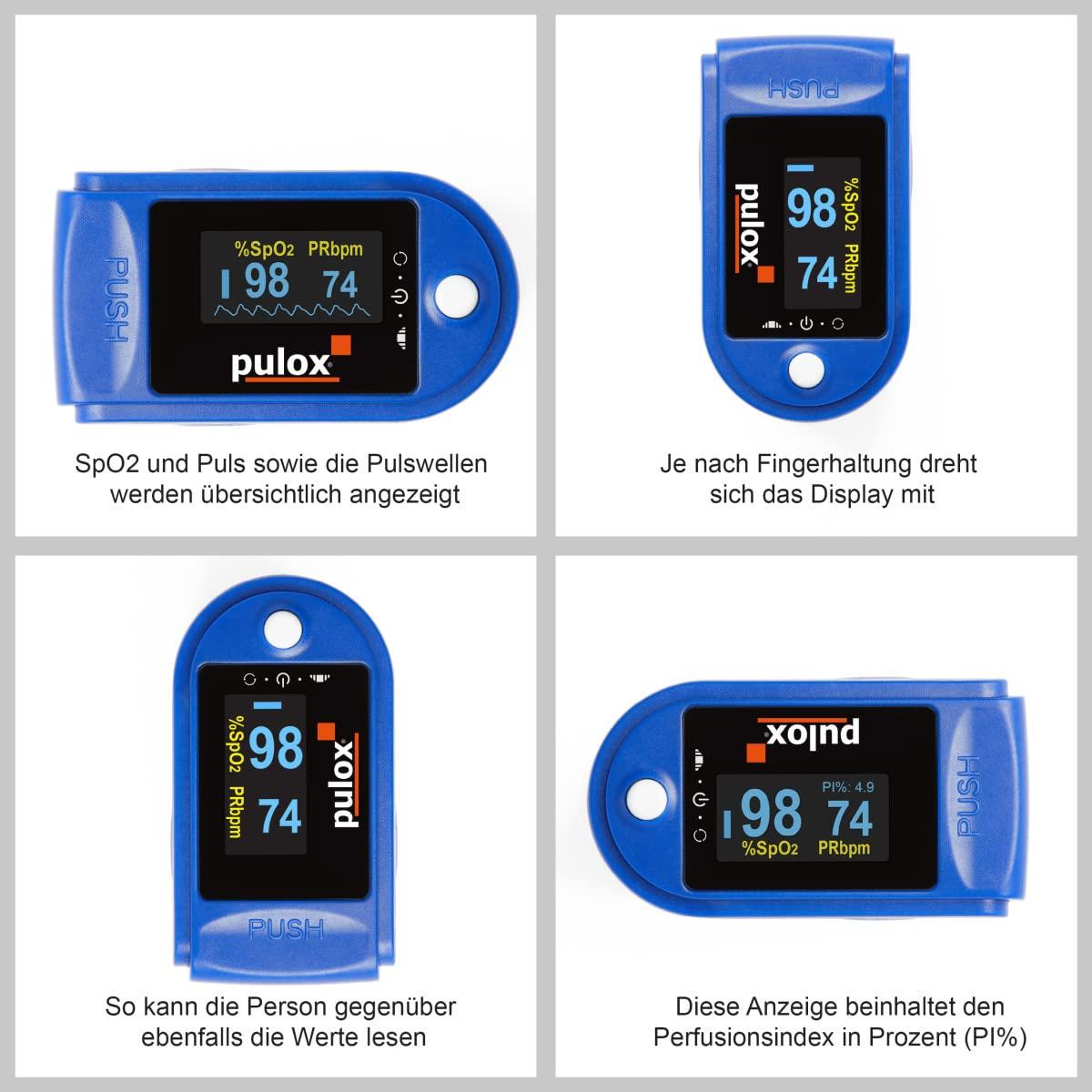 Pulse Oximeter PULOX PO-200 Solo - Blue Finger Pulse Oximeter for ...
