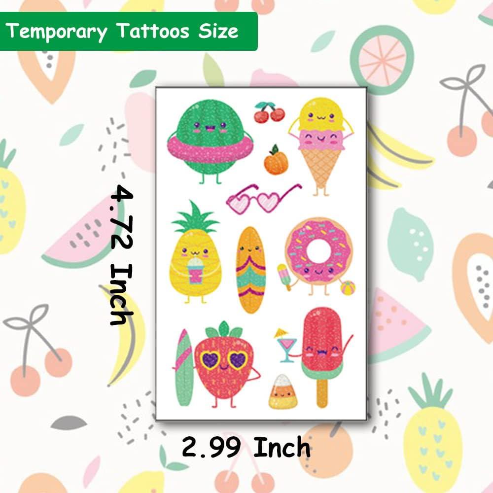 Hohamn Glitter Fruit Temporary Tattoos for Kids - 100+ Cartoon Summer ...