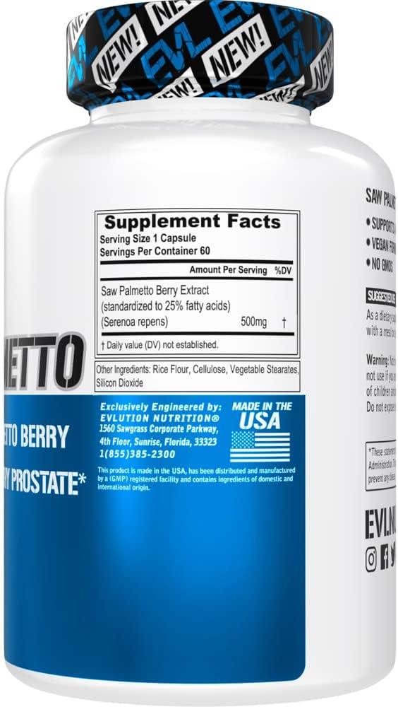 EVL Saw Palmetto 500mg for Men - Prostate Supplement for Size, Function ...