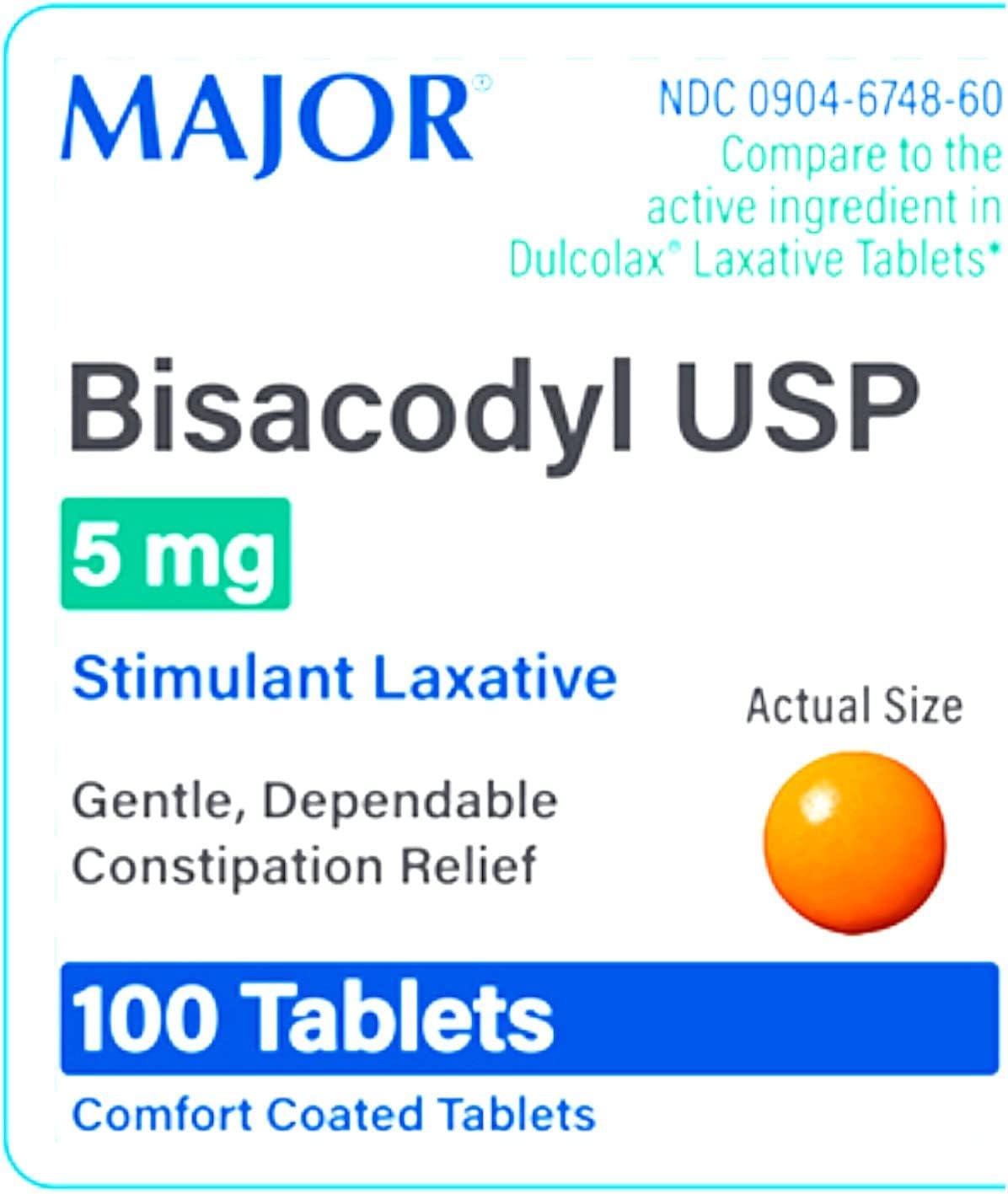 Major Bisacodyl 5mg Enteric Coated Tablets - 100 Count - MAJOR ...