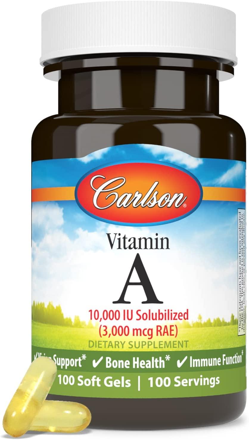Carlson Vitamin A 10000 IU Solubilized Softgels - Immune Support ...