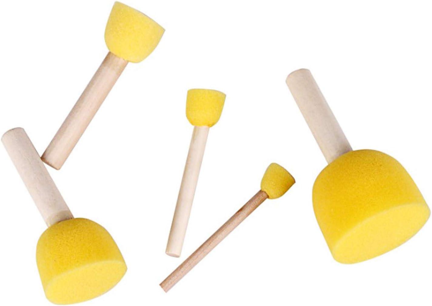 HONJIE Round Stencil Sponge Foam Brush Set - 20 Pcs | Wooden Handle for ...