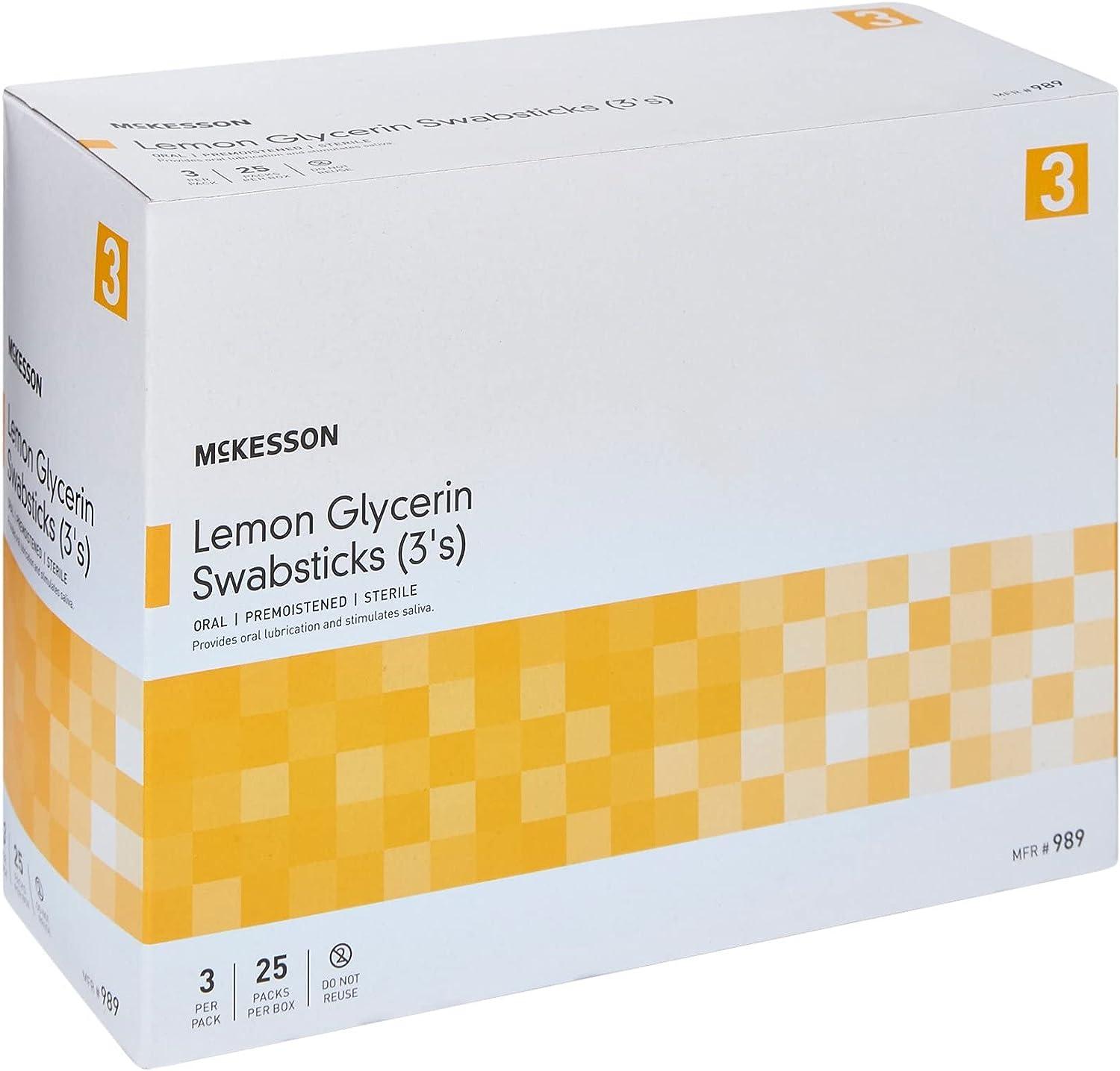 McKesson Lemon Glycerin Swabsticks - Sterile Oral Swab Stick - 25 Count ...