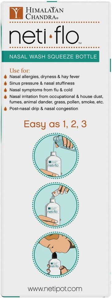 Himalayan Neti Flo Nasal Wash Bottle | 30 Sachets, 10 Ounce | Natural ...