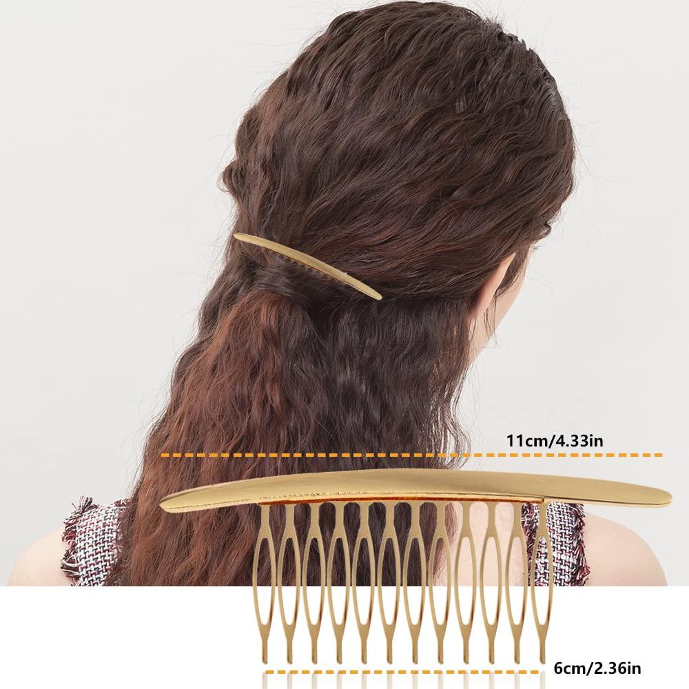 6 Pack Gold Leaf Decorative Hair Side Combs for Women - Bridal French ...