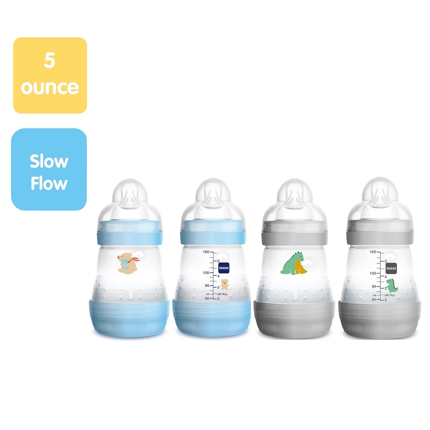 MAM Easy Start Anti-Colic Slow Flow Bottles 5 oz (4-Count) Gray and Blue | Buy Now with Express ...