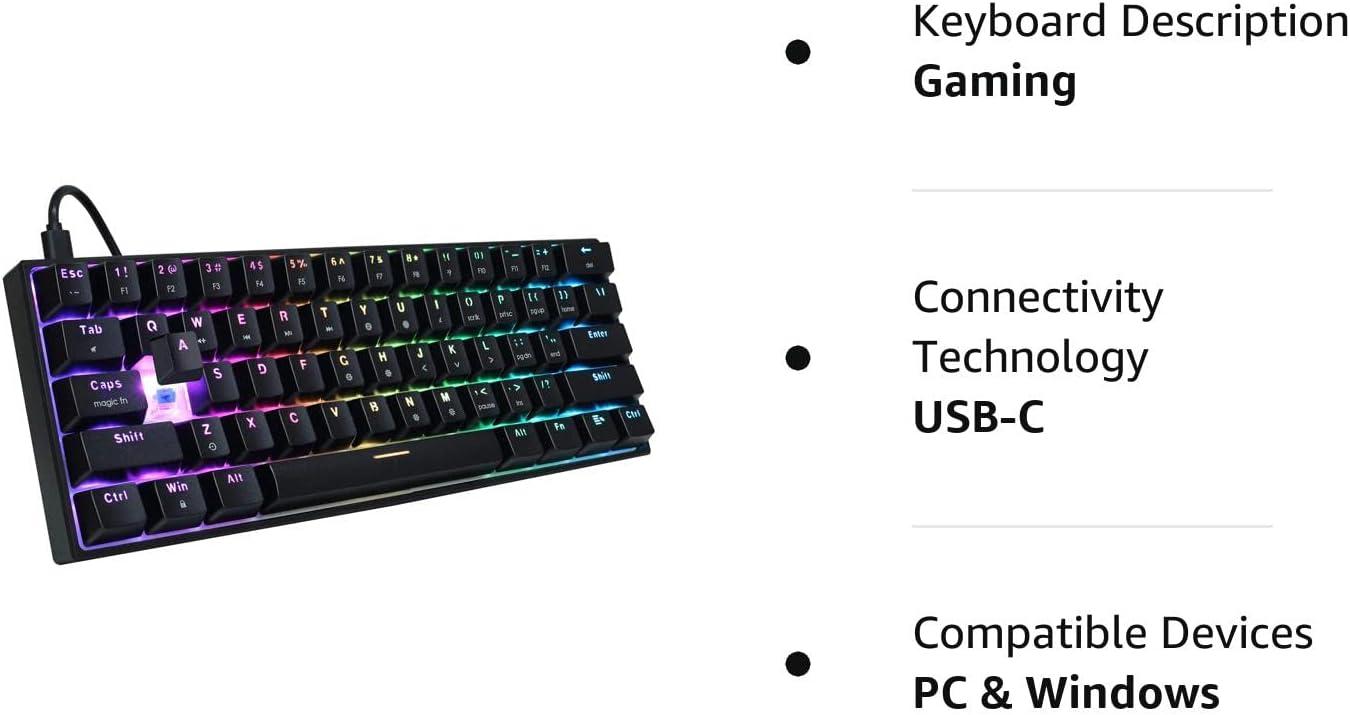 FANTECH MAXFIT61 RGB Wired Mechanical Keyboard - BlueSW(Clicky)-Black ...