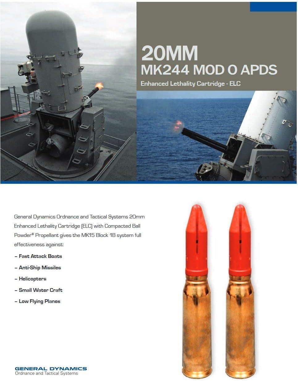 General Dynamics CIWS C-RAM 20MM Sabot Phalanx MK244 APDS Inert Dummy ...