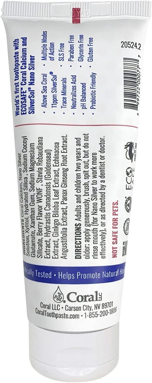 Coral White Nano Silver Bubble Berry Kids Fluoride-Free Toothpaste ...