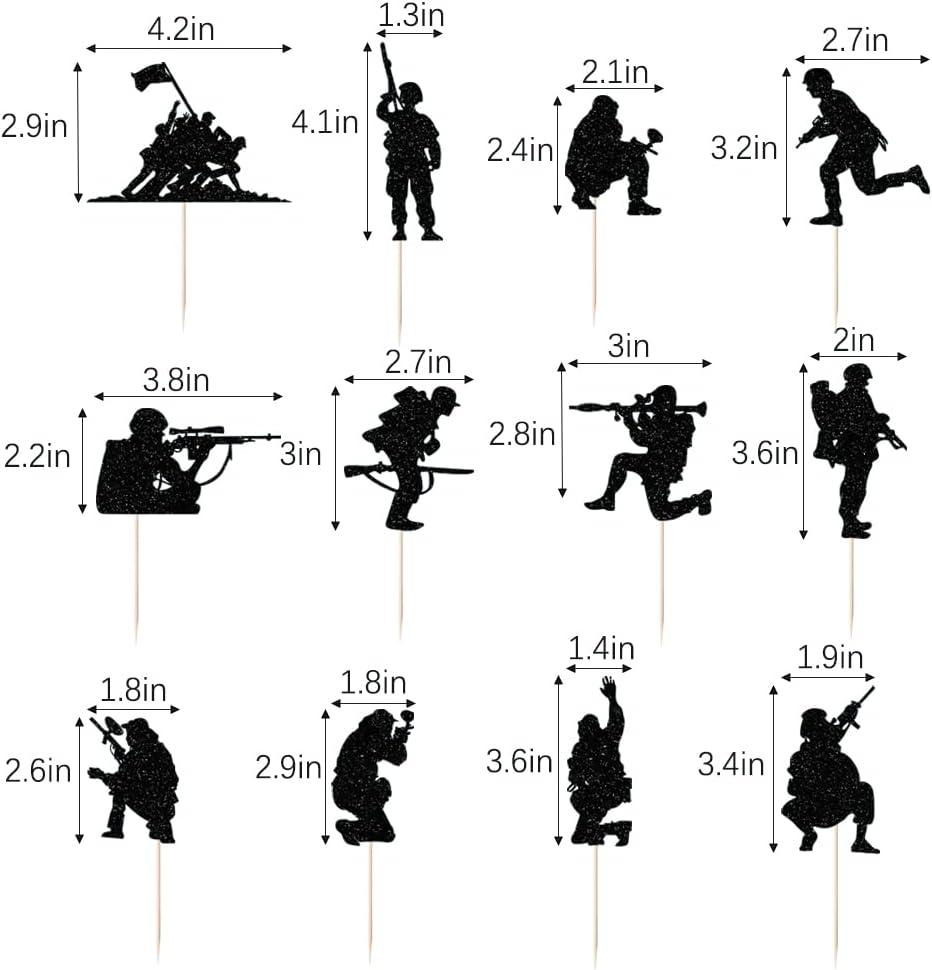 Military Themed Soldier Cake Toppers - 12 Pieces Paper Cups Black ...