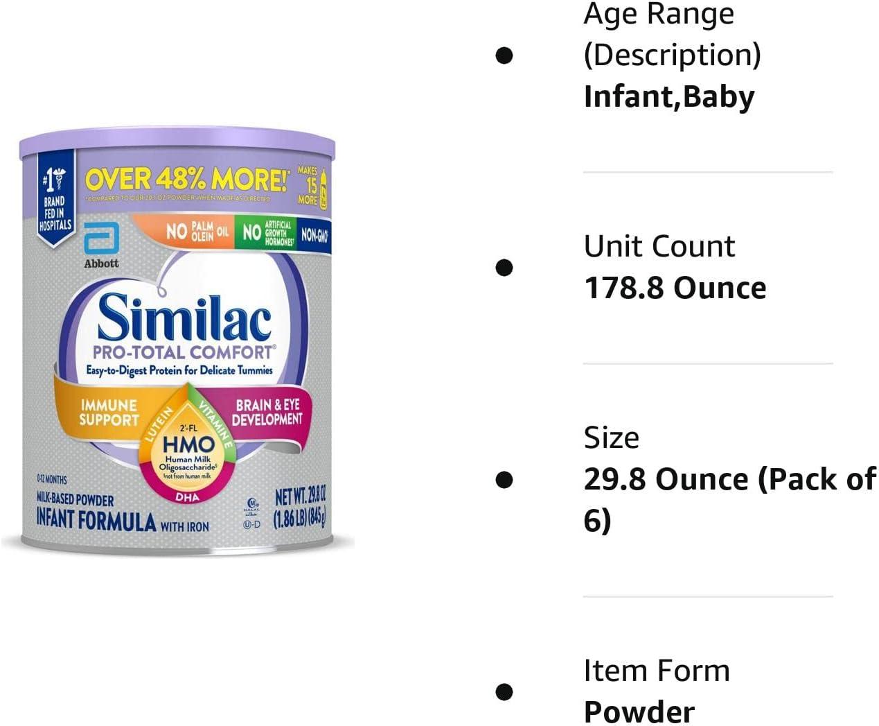 Similac Pro Total Comfort Infant Formula - Non-GMO - 29.8 Oz Can - Pack ...