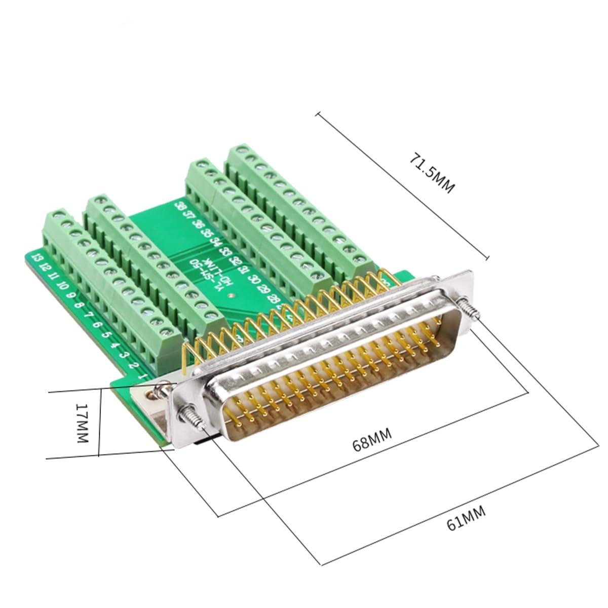 DB50 Solderless Connector D-SUB 50-pin Port Terminal Adapter HDB50 Breakout Board with nuts ...