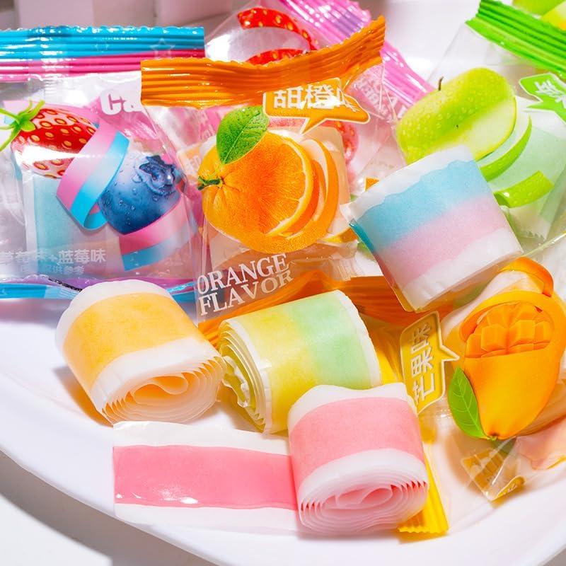 Mango Soft Candy Fruit Roll gummy candy Apple Grape Toffee Gummies ...