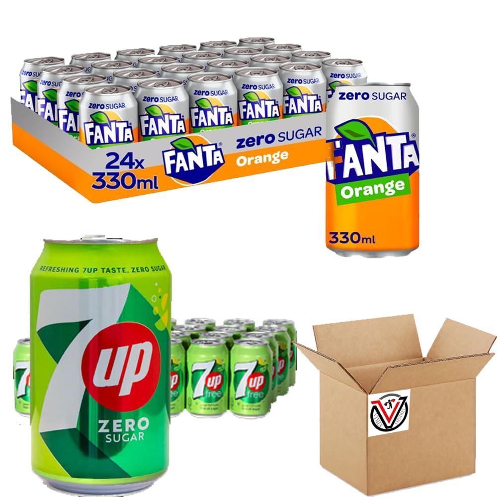 VIMIX Zero Sugar Fanta Orange & 7up Refreshing Soft Drink Cans 330ml ...