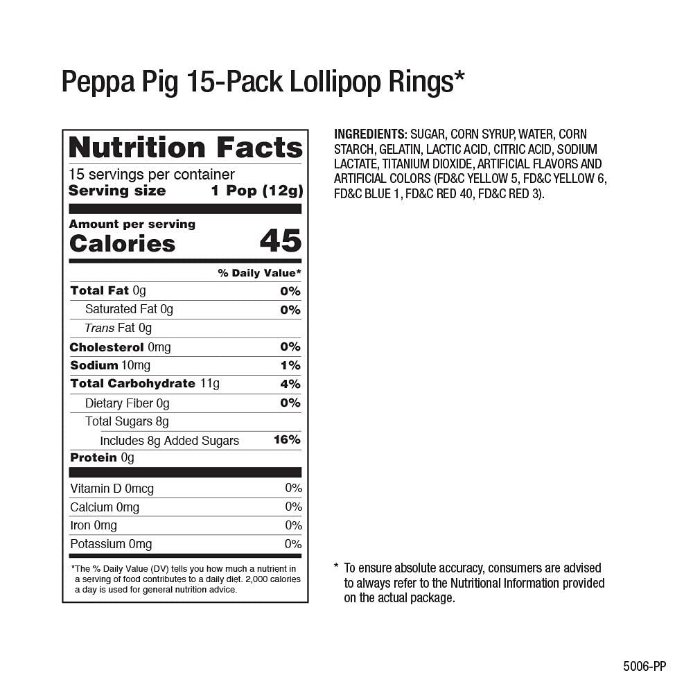 Peppa Pig Lolly Pops Candy Ring 15 Pack - Birthday Party Supplies ...