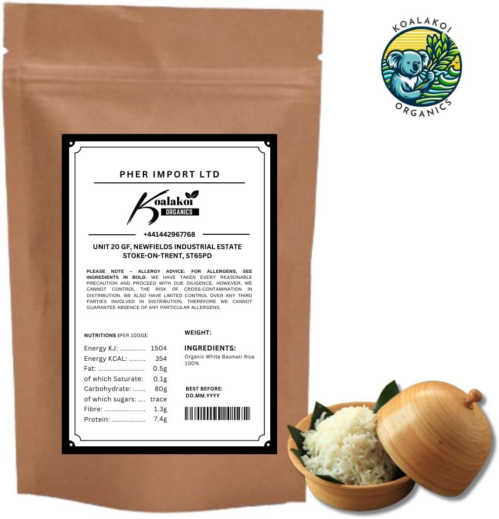 Koalakoi ORGANIC Certified Basmati White Rice from Pakistan (400g - 4 ...