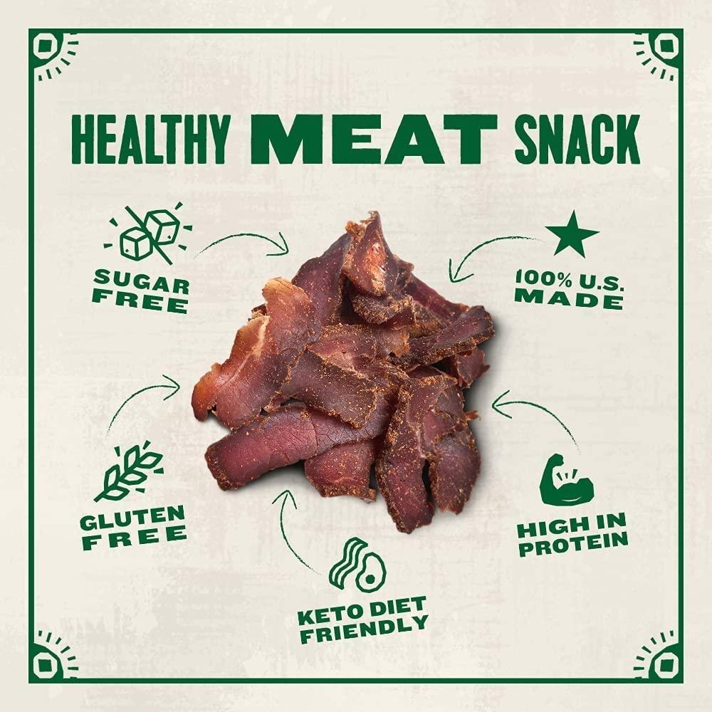 True Garlic & Herb Biltong Slab - Grass-Fed Beef Jerky (8 oz) - High ...