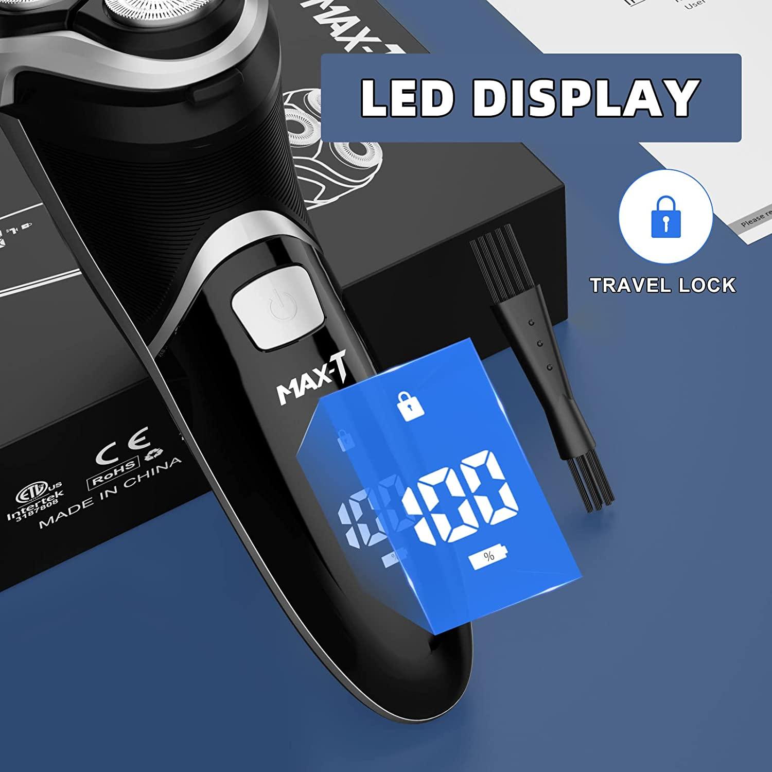 MAX-T Men's Electric Shaver - Corded/Cordless 3D Rotary Razor with ...