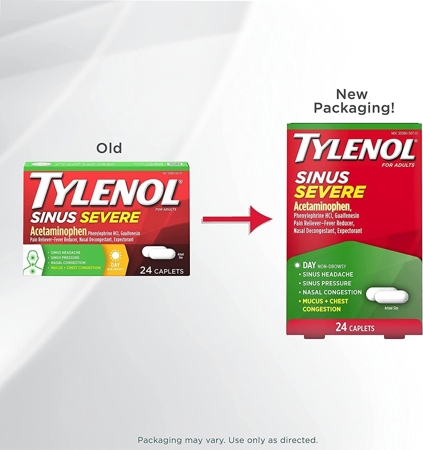 Tylenol Sinus Severe Caps 24 - Fast-Acting Relief for Sinus Congestion ...