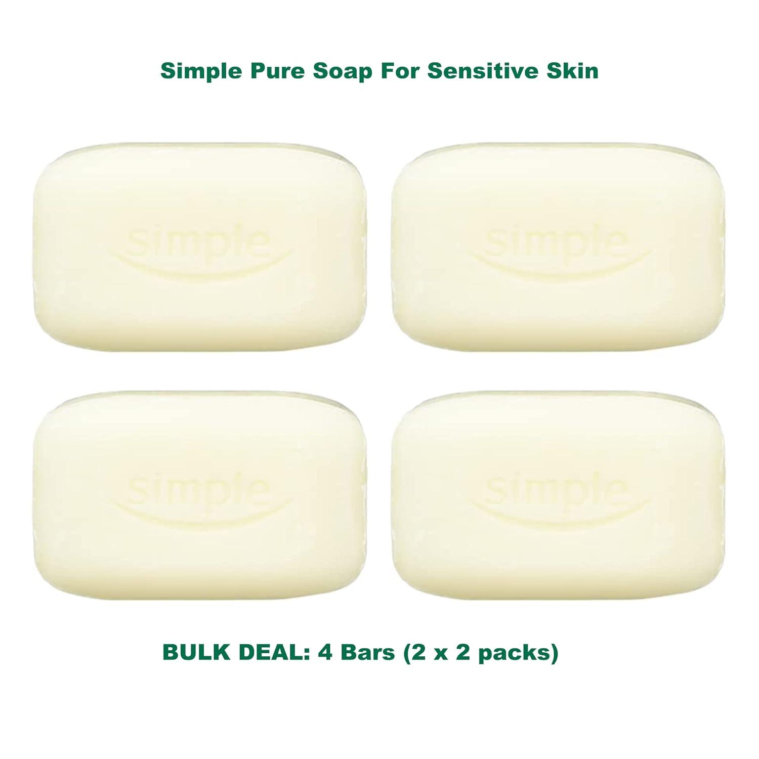 Simple Soap Bar 125g Twin Pack - Set of 4 Packs for Gentle Cleansing ...