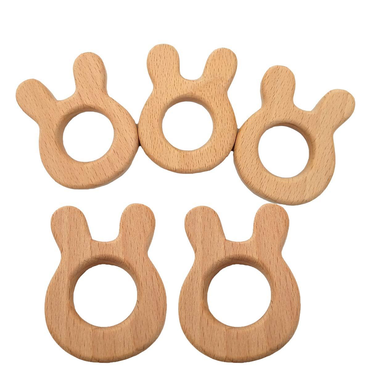 Organic Wooden Animal Shape Teether - Handmade Beech Wood, Natural and ...