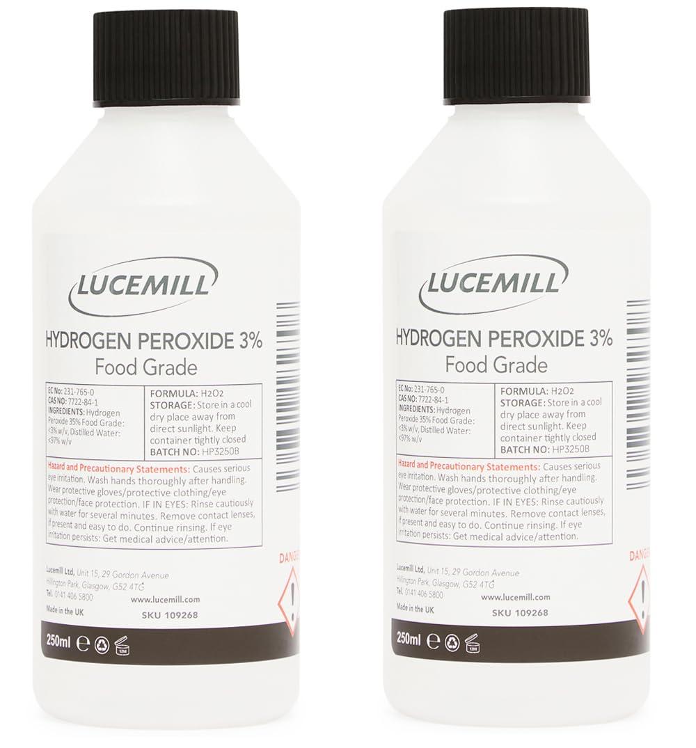 (2 Pack) of 250ml Hydrogen Peroxide 3% Food Grade Bottles | Buy Now ...