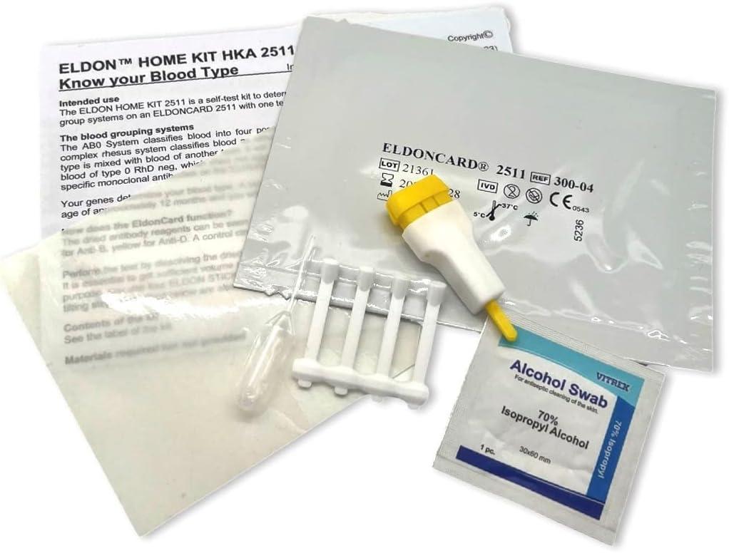 Eldoncard Blood Typing Kit - 3 Tests - Instant Home Testing for A, O, B ...