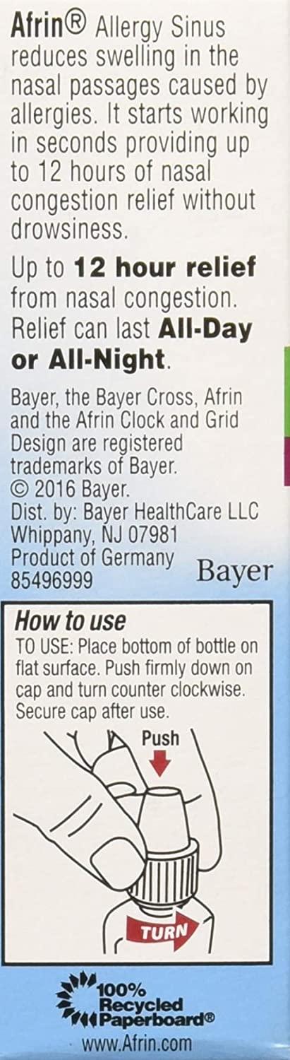Afrin Nasal Spray 12 Hour Relief, Allergy Sinus, 0.5 fl oz (Pack of 6)