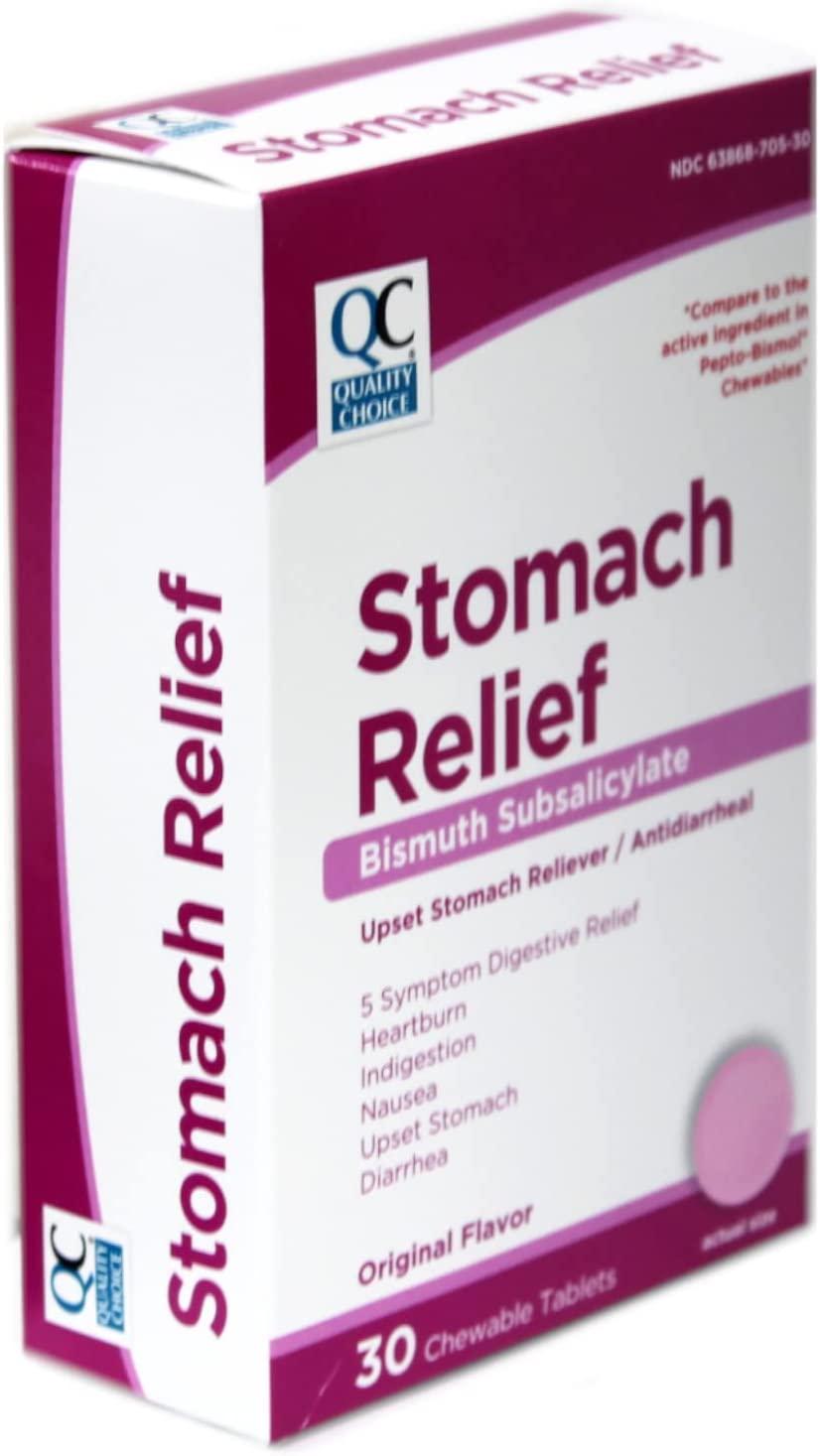 Quality Choice Pink-Bismuth Chewable Tablets - 30 Tablets per Box (Pack ...