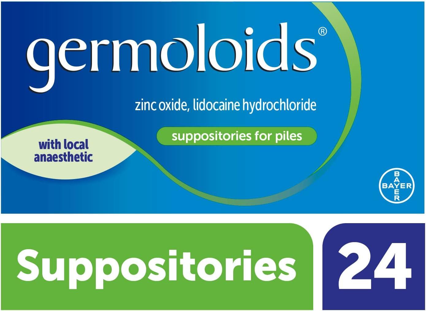 GERMOLOIDS Suppositories - 24 Pack for Hemorrhoid Relief | Buy Now with ...