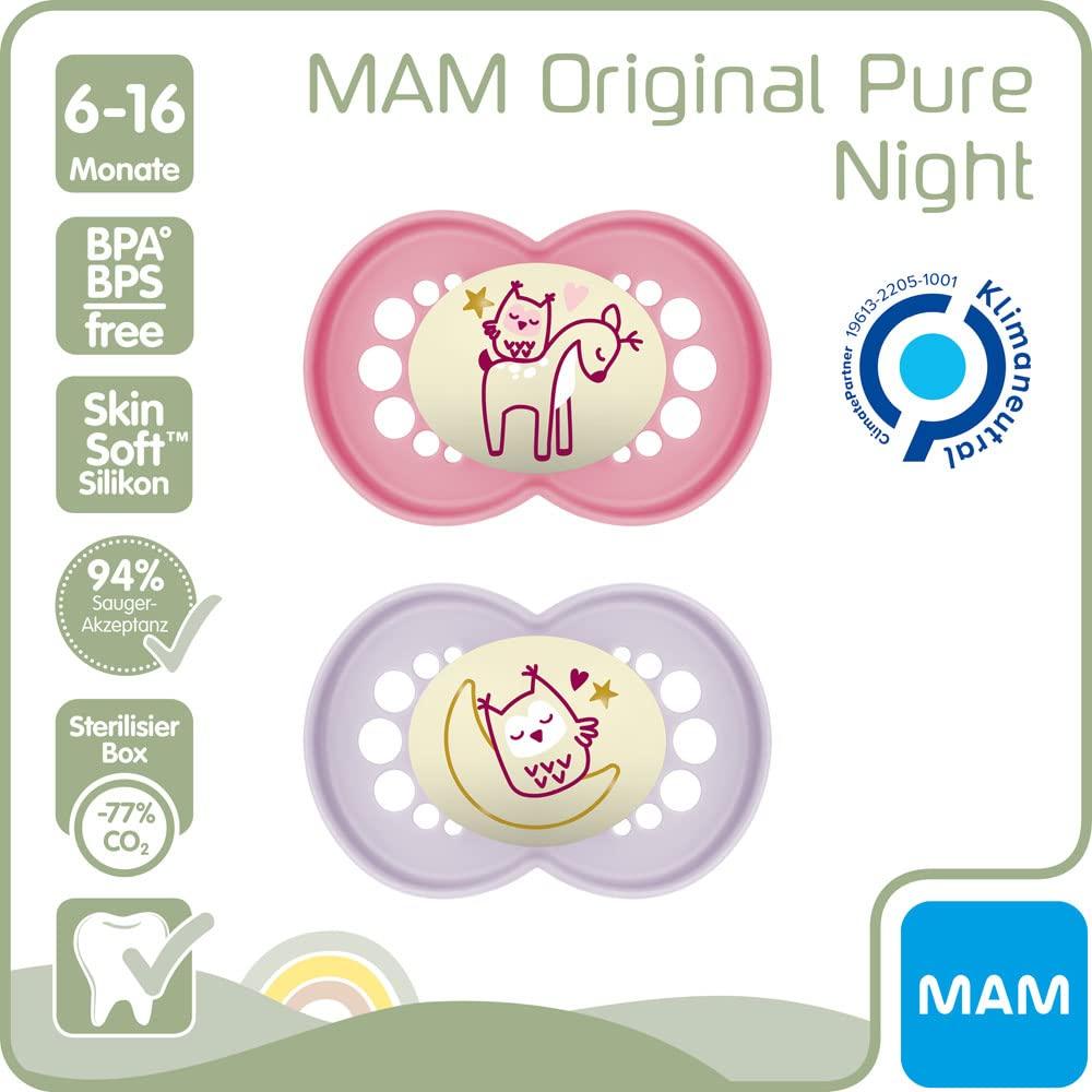 MAM Original Pacifier Set of 4 | Skin Soft Silicone | My Girl | 6-16 ...