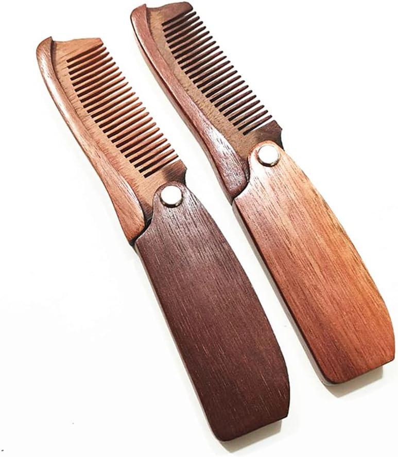 Red Sandalwood Wood Foldable Beard Hair Combs for Men Pocket Fine Tooth ...