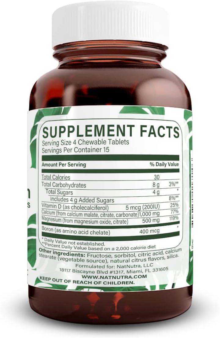Natural Nutra Chewable Calcium Supplement for Bone & Muscle Health - 60 ...