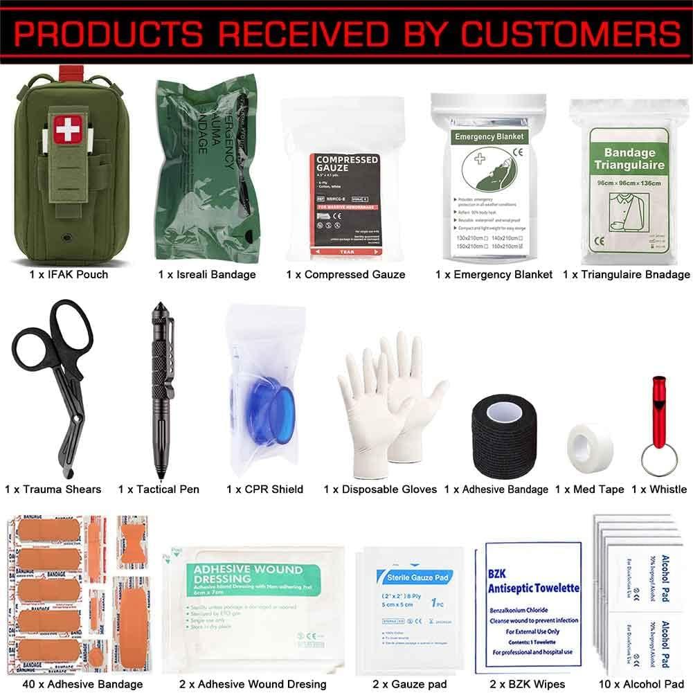 Laser Cut OD Green Tactical Molle Ifak Trauma Kit - Refil Medical ...