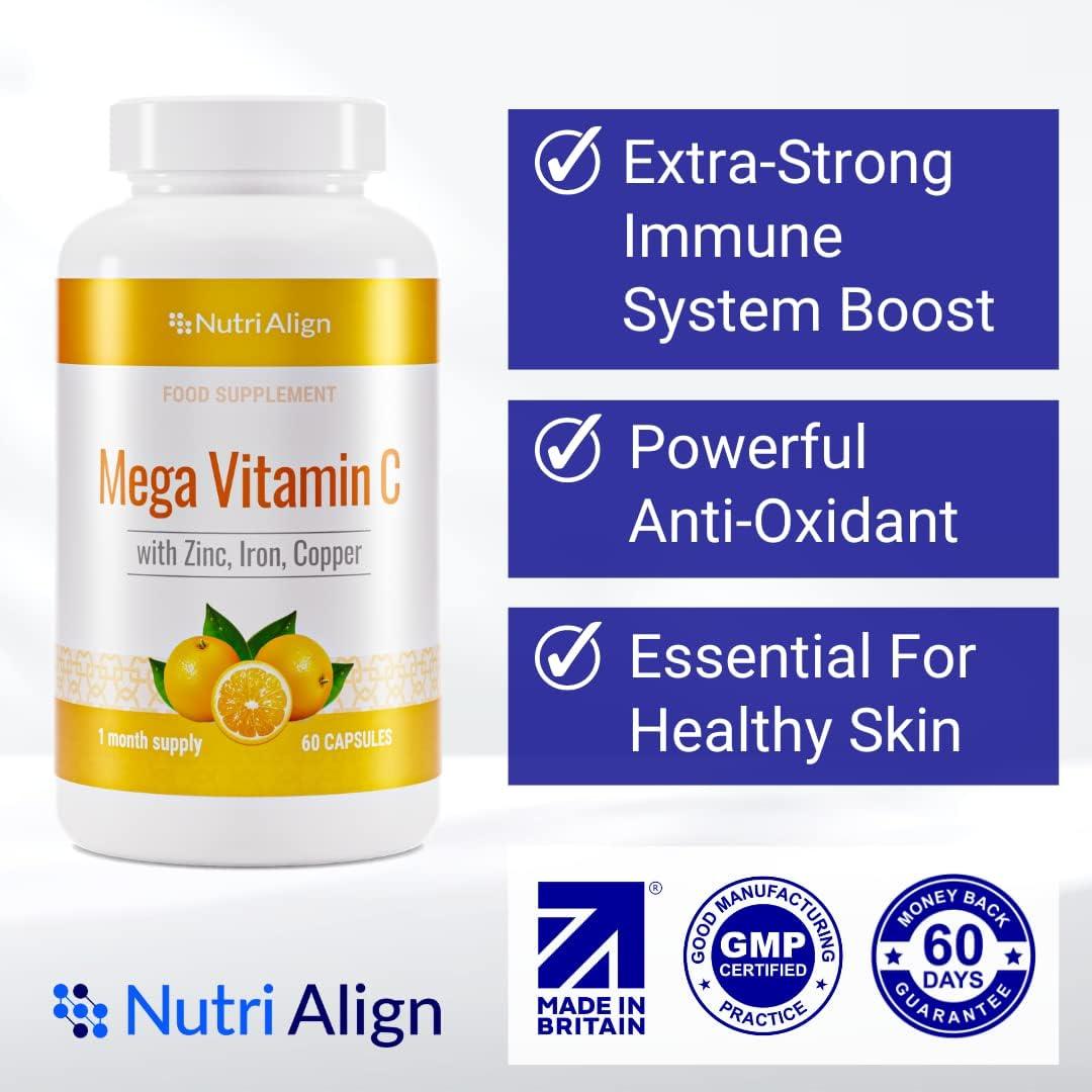 Nutri-Align Mega Vitamin C 1000mg with Zinc, Iron & Copper | Immune ...