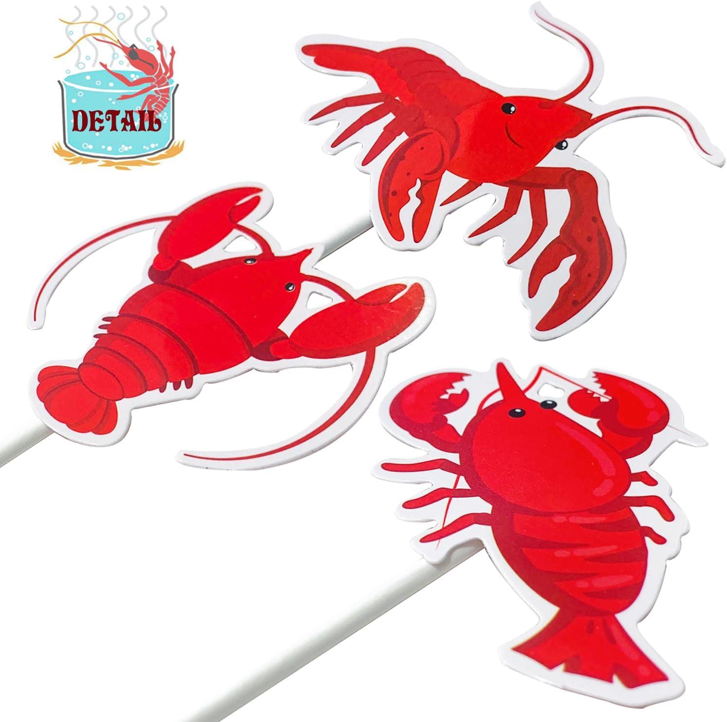 Lobster Cupcake Toppers 24Pcs Crawfish Cupcake Picks Crawfish Birthday ...