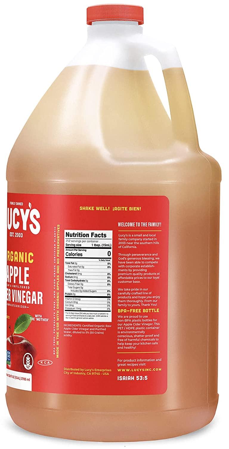 Lucy's Family Owned USDA Organic NonGMO Raw Apple Cider Vinegar ...