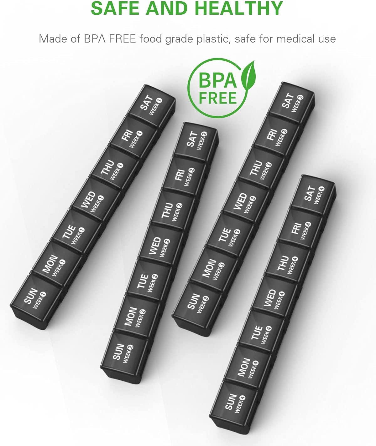 BUG HULL Monthly Pill Organizer - 4 Weeks Large Moisture-Proof Pill Box ...