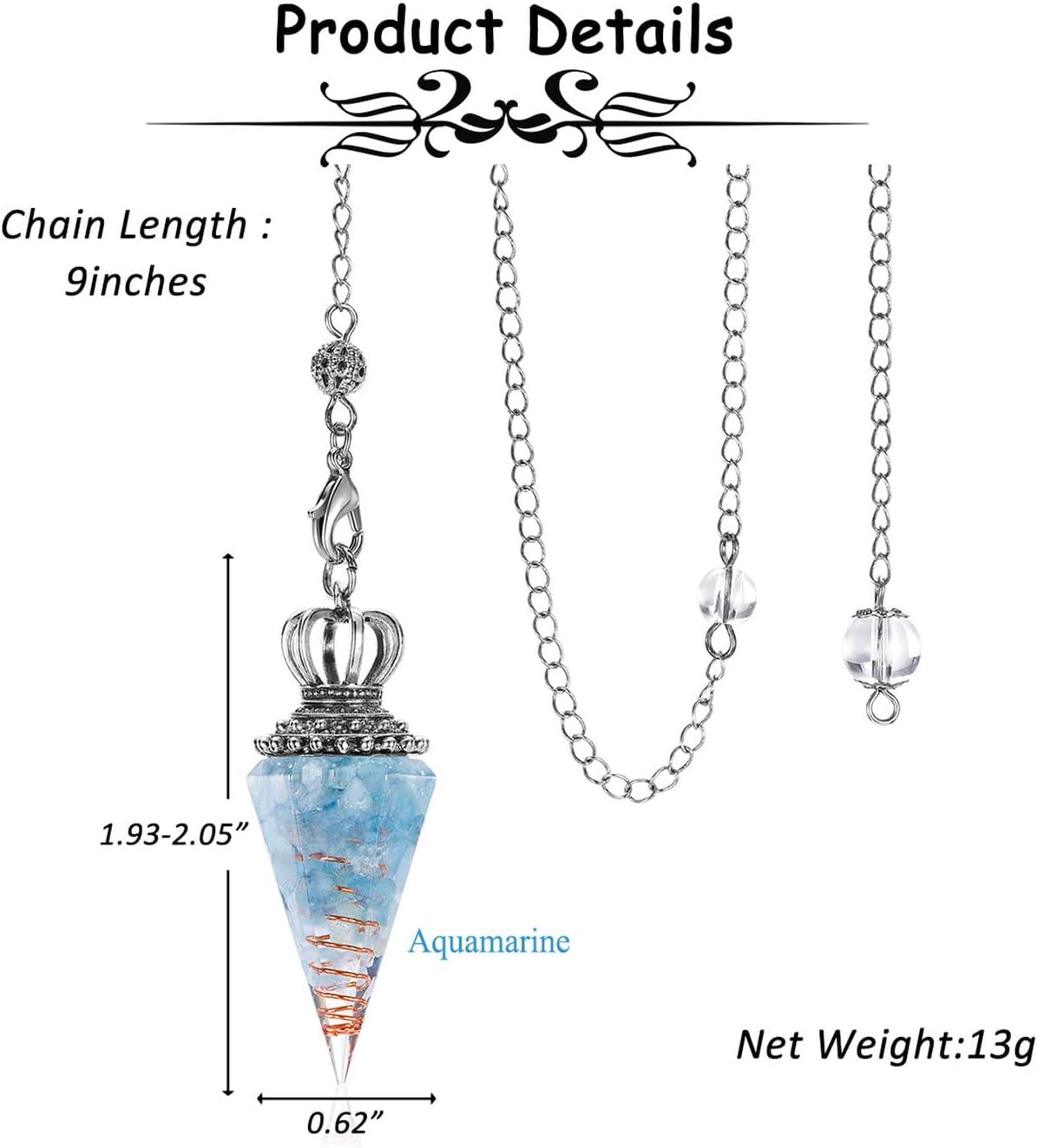 JOVIVI Aquamarine Crystal Pendulum - Dowsing & Healing Tool for Reiki ...