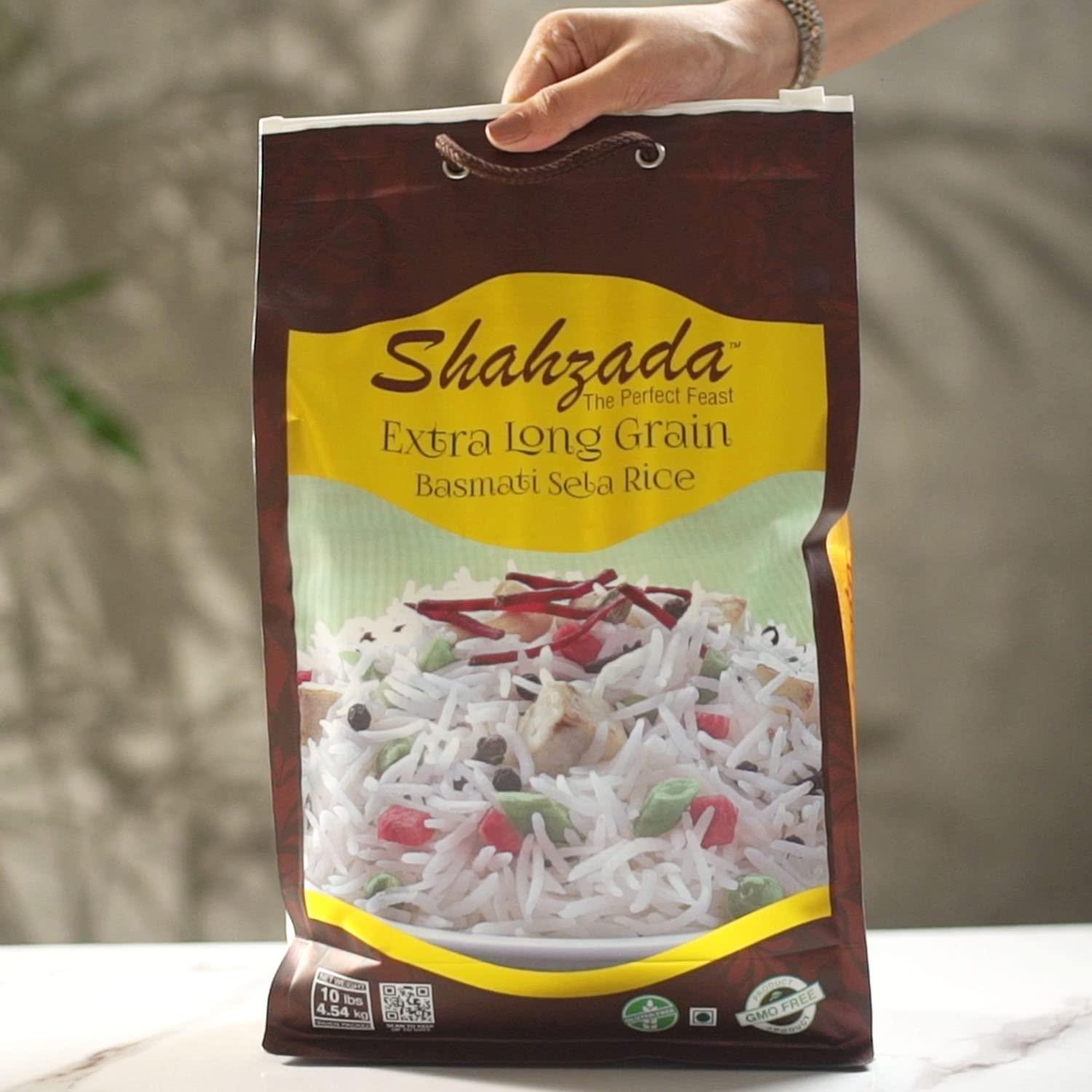 Shahzada Basmati Sela Rice (10 Lbs.) - Extra Long Grain | Sturdy & Non ...