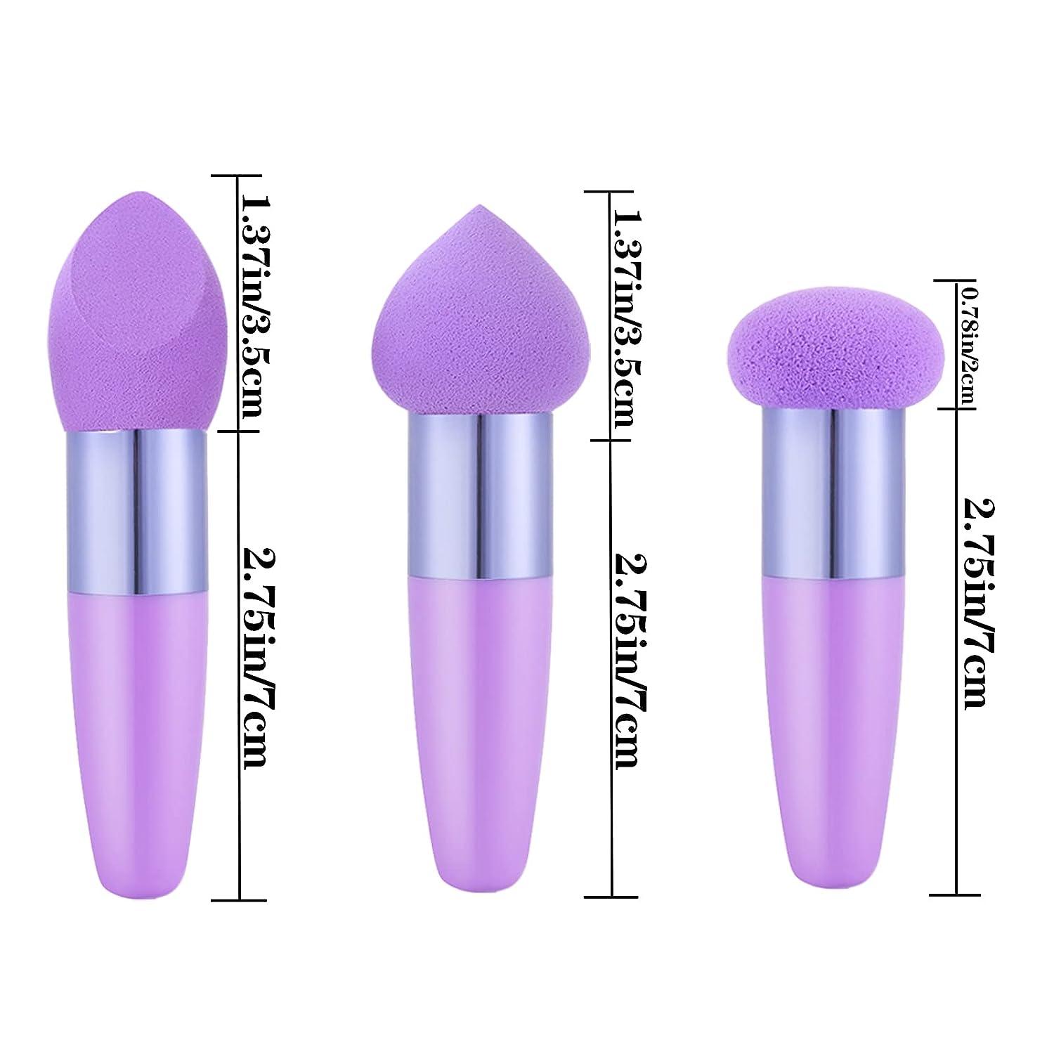 3-Piece Professional Makeup Sponge Set with Handle and Powder Puff ...