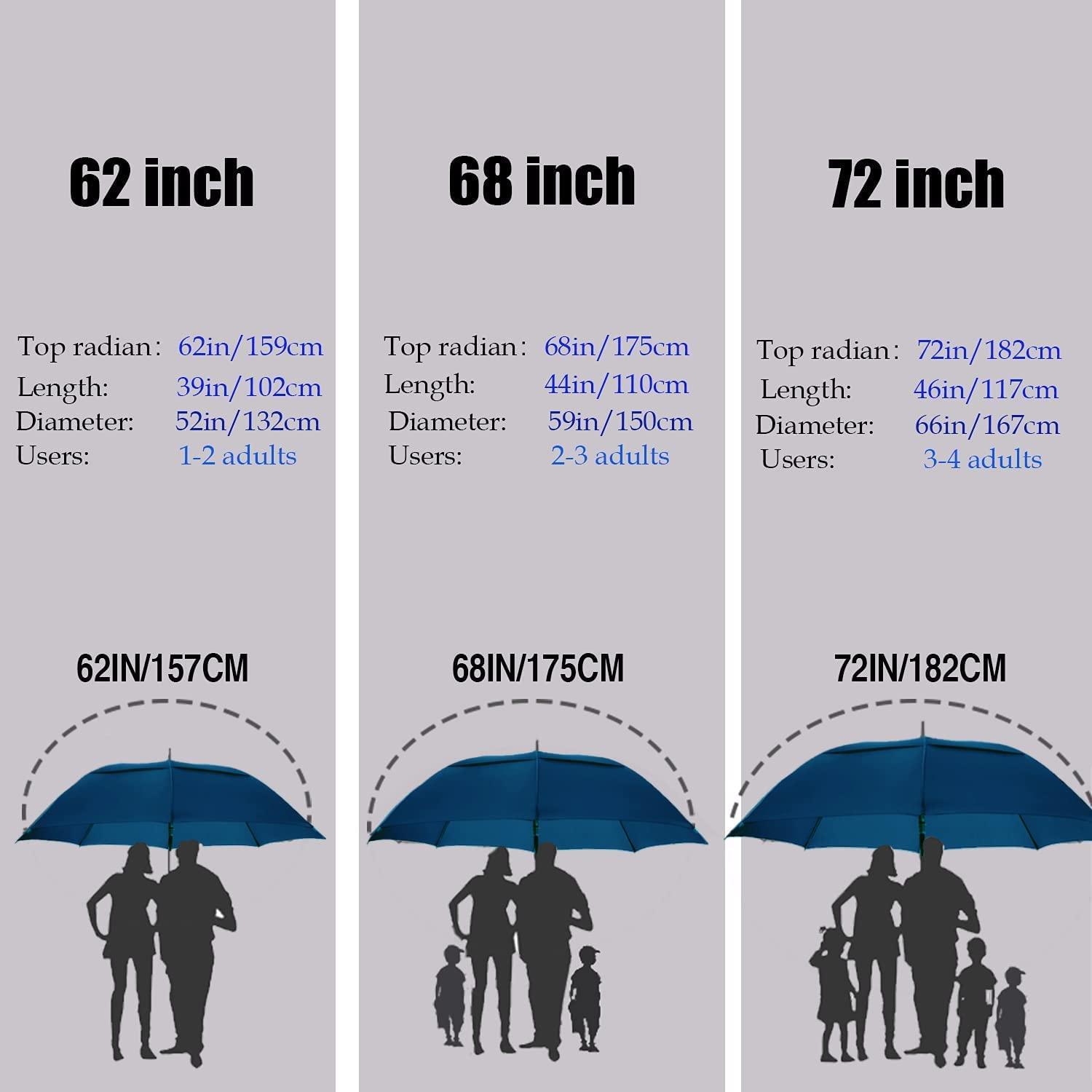 BARAIDA 62 Inch Golf Umbrella - Oversize Double Canopy Vented Windproof ...