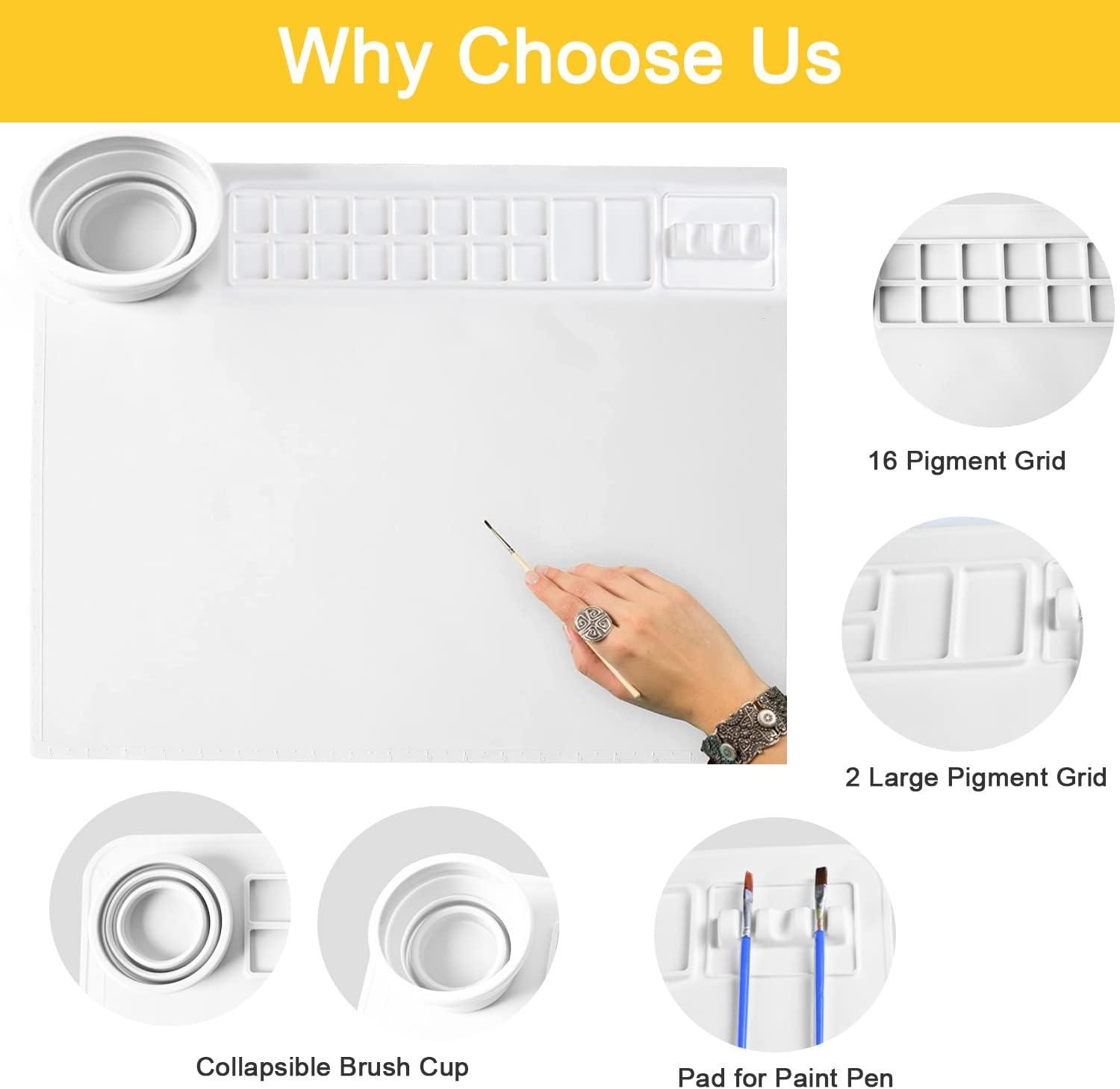 Phhasxyle Silicone Painting Mat - 20x16 inch White Craft Mat for Kids ...
